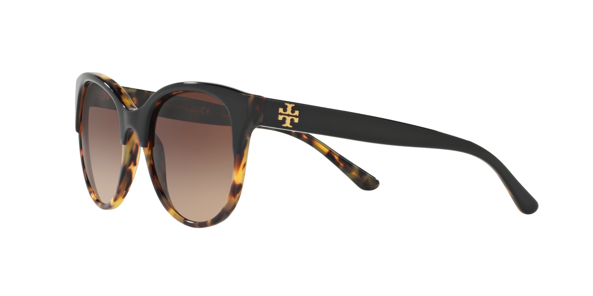 Tory Burch TY7095 Sunglasses 160113-54 - Black/Tortoise Frame, Dark Brown TY7095-160113-54