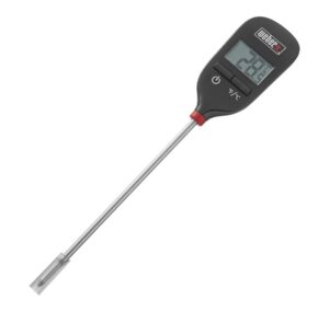 weber instant read meat thermometer,1.3 in. w. x 0.3 in. h. x 8 in. l, black/silver