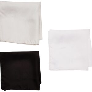 Stacy Adams Men's 100 Percent Silk Hand Rolled 17"X 17" Pocket Square Three Piece Set, White/black/Silver, One Size