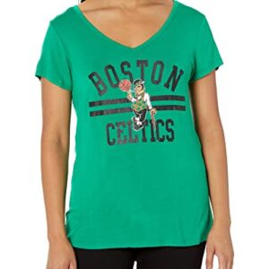 Ultra Game NBA Boston Celtics Womens Box Out Varsity Stripe Tee Shirt, Team Color, Medium