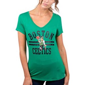 Ultra Game NBA Boston Celtics Womens Box Out Varsity Stripe Tee Shirt, Team Color, Medium