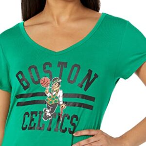 Ultra Game NBA Boston Celtics Womens Box Out Varsity Stripe Tee Shirt, Team Color, Medium