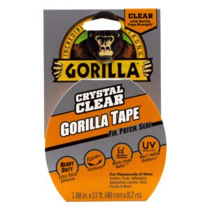 gorilla crystal clear repair duct tape, 1.88” x 9 yd, clear, (pack of 12)