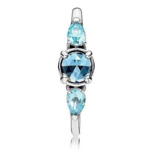 Pandora Ring 191016NMB-52 Patterns of Frost, Moonlight Blue & Sky-Blue Crystal