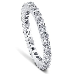 pompeii3 14k white gold 1ct t.w. diamond ring round-cut eternity wedding women's stackable anniversary band