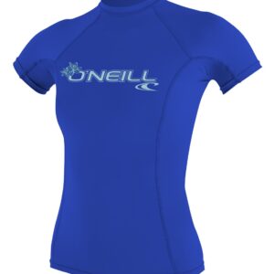 O'Neill Women's Basic Skins UPF 50+ Short Sleeve Rash Guard, Tahitian Blue, M