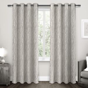 exclusive home forest hill woven room darkening blackout grommet top curtain panel pair, 52"x84", dove grey, 2 piece