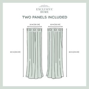 Exclusive Home Forest Hill Woven Room Darkening Blackout Grommet Top Curtain Panel Pair, 52"x84", Dove Grey, 2 Piece