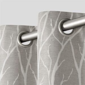 Exclusive Home Forest Hill Woven Room Darkening Blackout Grommet Top Curtain Panel Pair, 52"x84", Dove Grey, 2 Piece