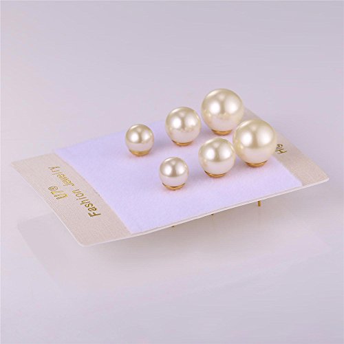 U7 Pearl Earrings for Women Surgical Stainless Steel Post Round 5mm 7mm 9mm Cultured Freshwater Pearls Ball Stud Earrings Set 3 Pairs