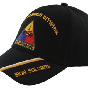 1st Armored Division Old Ironsides Baseball Style Embroidered HAT USA Army Cap Black