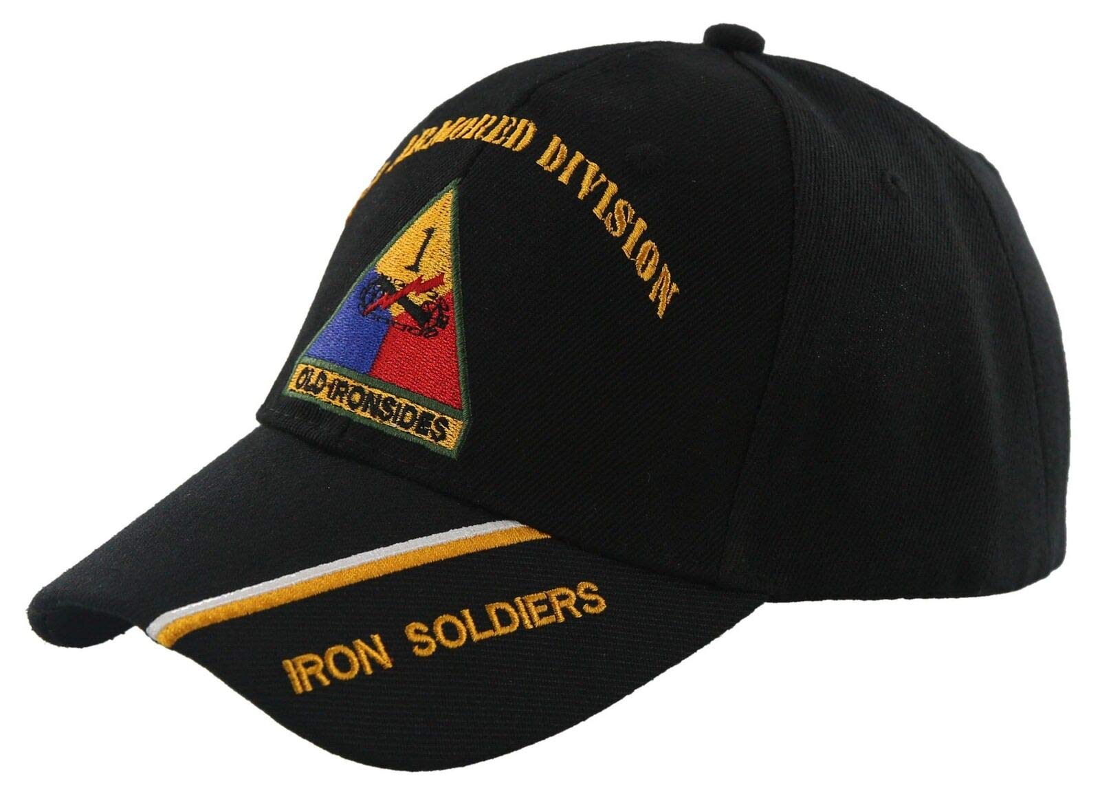 1st Armored Division Old Ironsides Baseball Style Embroidered HAT USA Army Cap Black