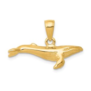 jewels by lux 14k yellow gold 3-d humpback whale pendant