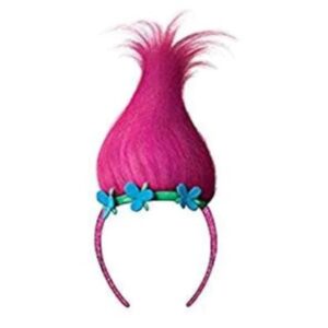 os fits child, magenta, trolls sugar glitter headband with troll hair, female