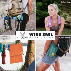 Wise Owl Outfitters Camping Towel - Camping Accessories, Quick Dry Microfiber Towel for Travel, Hiking, Yoga, Workout, and Backpacking, Purple