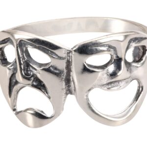 CloseoutWarehouse 925 Sterling Silver Comedy Tragedy Theatre Mask Ring Size 10