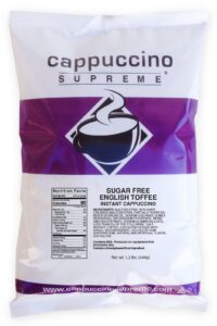 cappuccino supreme 1.2 lb bag sugar free english toffee instant cappuccino mix