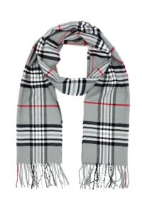 achillea classic plaid check cashmere feel winter scarf (classic grey plaid)