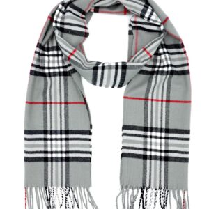 Achillea Classic Plaid Check Cashmere Feel Winter Scarf (Classic Grey Plaid)