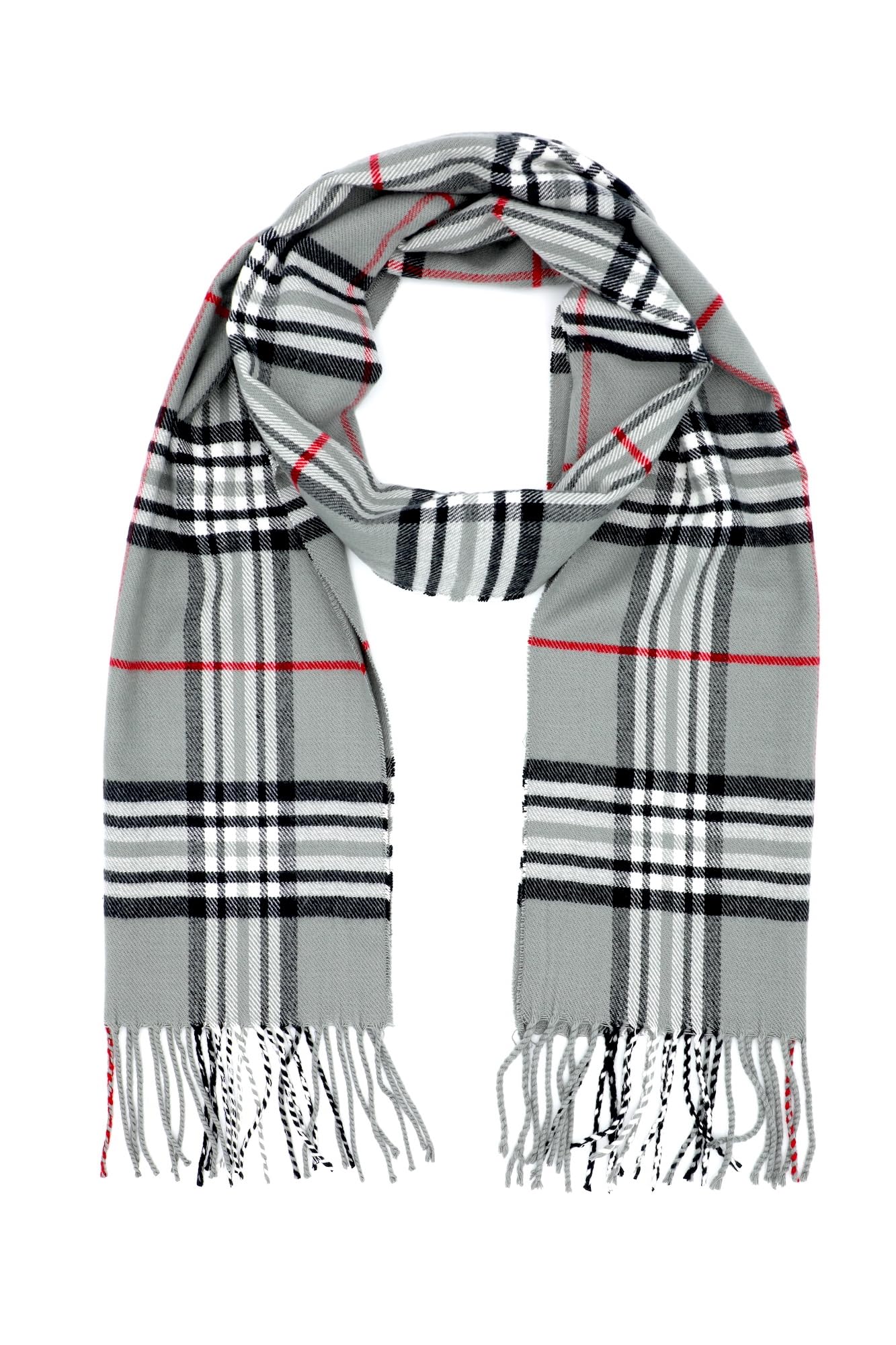 Achillea Classic Plaid Check Cashmere Feel Winter Scarf (Classic Grey Plaid)