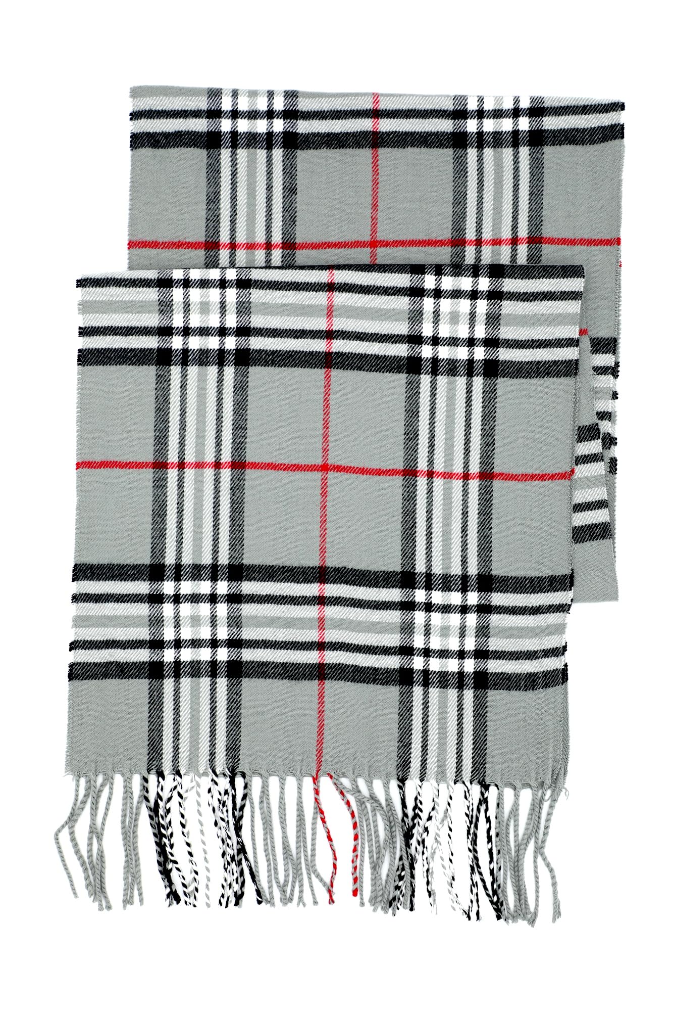 Achillea Classic Plaid Check Cashmere Feel Winter Scarf (Classic Grey Plaid)