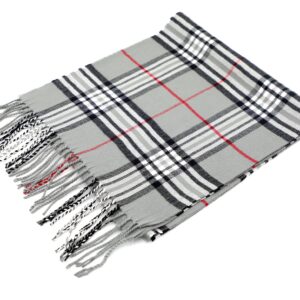 Achillea Classic Plaid Check Cashmere Feel Winter Scarf (Classic Grey Plaid)