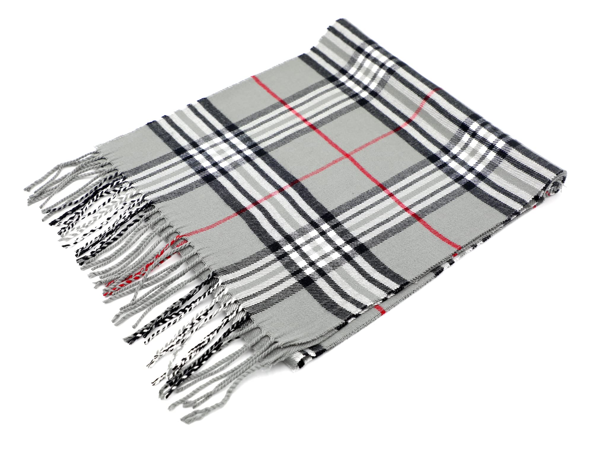 Achillea Classic Plaid Check Cashmere Feel Winter Scarf (Classic Grey Plaid)