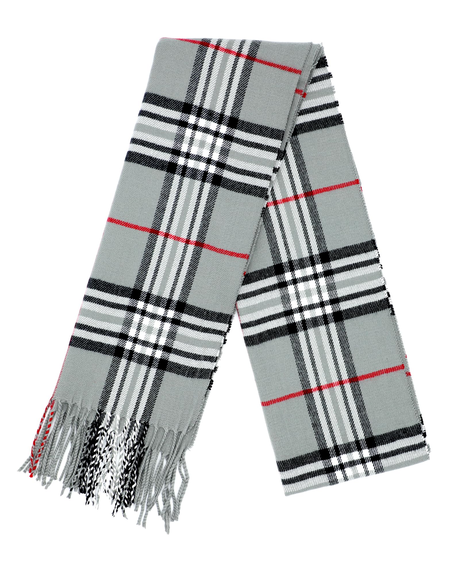 Achillea Classic Plaid Check Cashmere Feel Winter Scarf (Classic Grey Plaid)