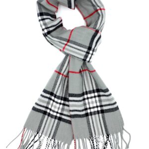 Achillea Classic Plaid Check Cashmere Feel Winter Scarf (Classic Grey Plaid)