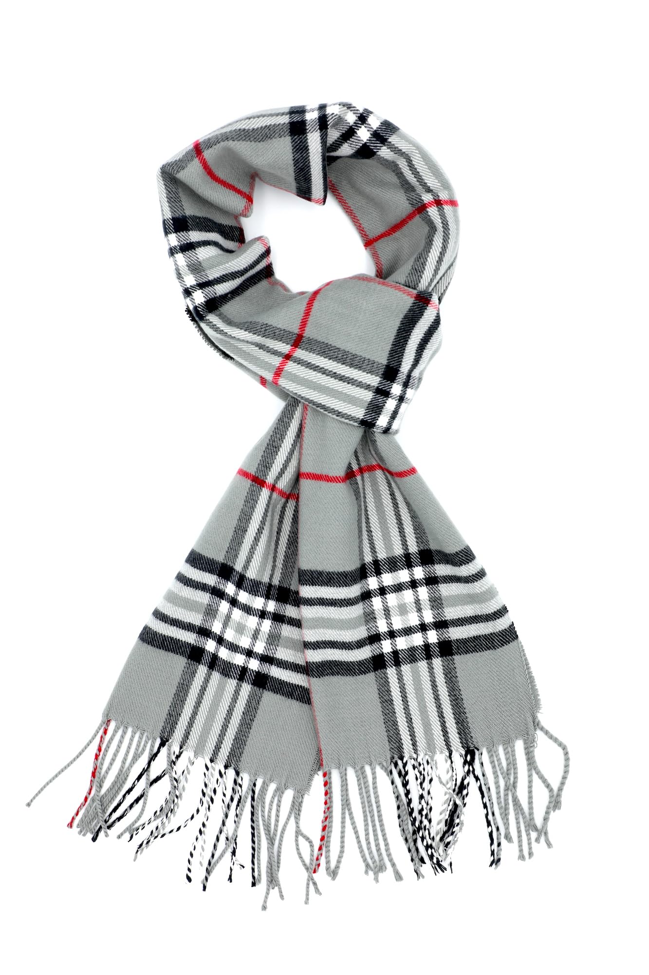 Achillea Classic Plaid Check Cashmere Feel Winter Scarf (Classic Grey Plaid)