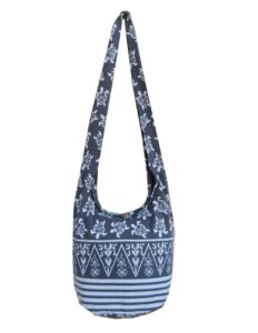 btp! turtle sling crossbody shoulder bag purse hippie hobo thai cotton gypsy bohemian large (grey ow13)