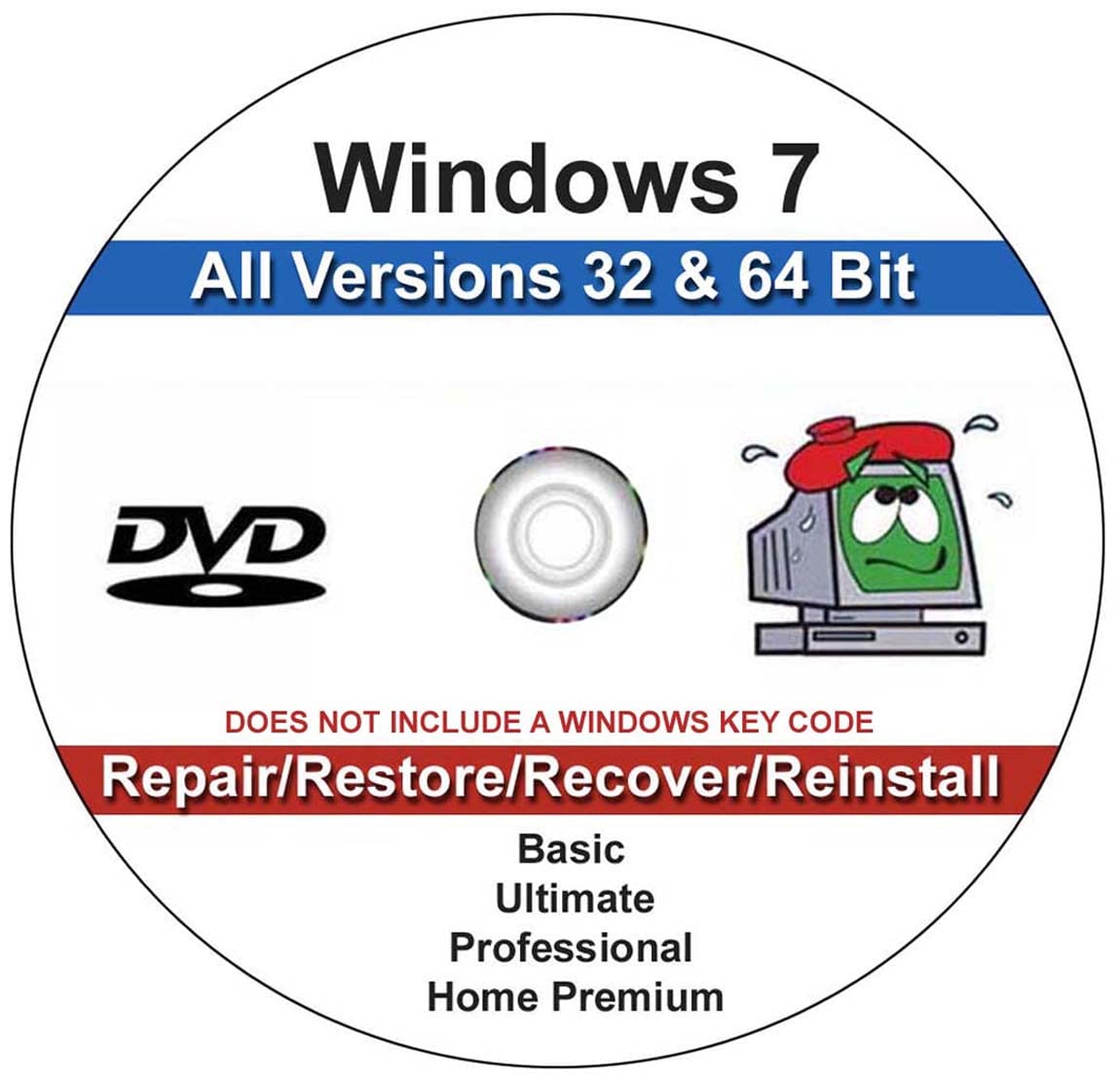 9th & Vine 2 DVDs Compatible With Windows 7 32-64 bit All Versions Professional, Home Premium, Ultimate, Basic. Install To Factory Fresh, Recover, Repair and Restore Boot Disc. Fix PC