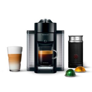 nespresso vertuo coffee and espresso machine by de'longhi with milk frother, 236.59 milliliters, piano black