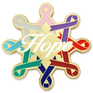 pinmart awareness enamel lapel pin – nickel plated hope ribbons pin – cancer prevention support and awareness ribbons – jewelry brooch pin with secure clutch back