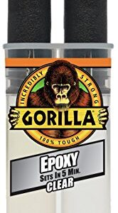 Gorilla 2 Part Epoxy, 5 Minute Set, .85 ounce Syringe, Clear, (Pack of 4)