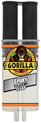 Gorilla 2 Part Epoxy, 5 Minute Set, .85 ounce Syringe, Clear, (Pack of 4)