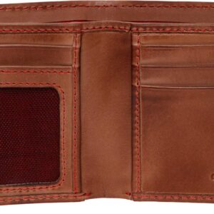 Rawlings Mens Tanned-leather Baseball Stitch Embroidered Wallet - (Dark Brown)