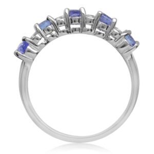 Silvershake 1.3ct. 5 Stone Genuine Tanzanite and White Topaz 925 Sterling Silver Ring Size 9