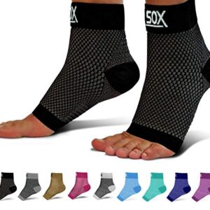 SB SOX Plantar Fasciitis Compression Socks for Women & Men - Best Arch Support for All Day Wear - Relief for Heel Pain and Night Splint Comfort (Black, Small)