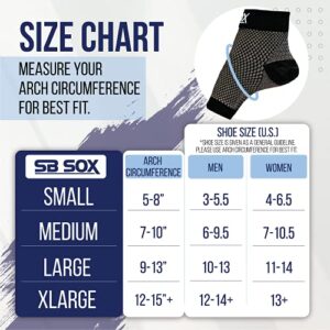 SB SOX Plantar Fasciitis Compression Socks for Women & Men - Best Arch Support for All Day Wear - Relief for Heel Pain and Night Splint Comfort (Black, Small)