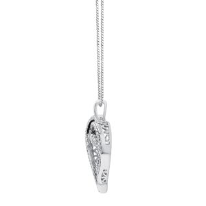 GILDED Sterling Silver 1/4cttw Natural Round-Cut Black Diamond Heart Pendant-Necklace with an 18 Inch Chain