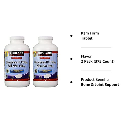 Kirkland Signature Glucosamine with MSM, 375 Tablets (2 Pack)