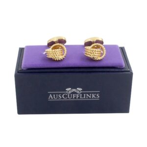 Gold Cuff Links | Gold Knot Cufflinks for Men | Golden Link Cufflinks | Premium Cuff Links | Husband Present