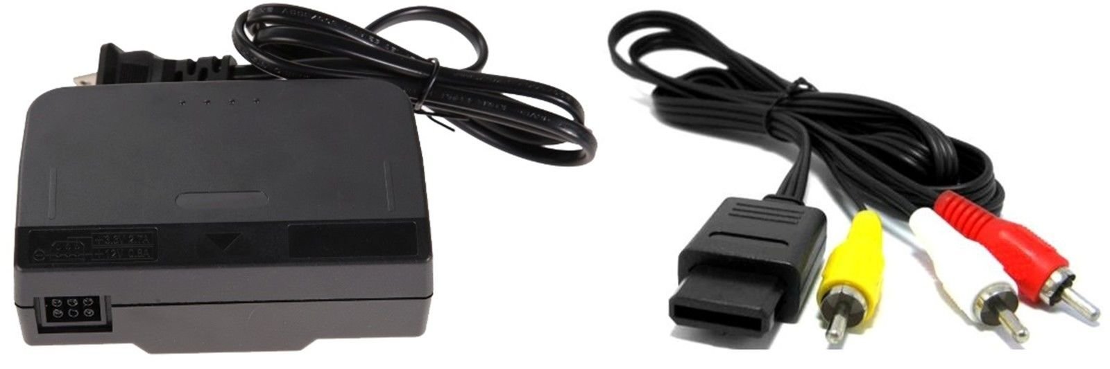 Video Game Accessories AC ADAPTER POWER SUPPLY & AV CABLE CORD FOR NINTENDO N64 BUNDLE (BRAND NEW)