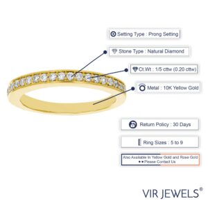 Vir Jewels 1/5 cttw Diamond Wedding Band in 10K Yellow Gold Size 5