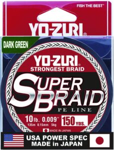 yo-zuri super braid 150 yard spool dark green 10lb