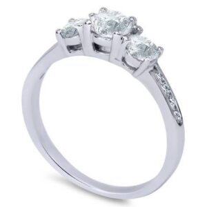 P3 POMPEII3 1 1/2ct 3 Stone Diamond Ring & Matching Studs 14K White Gold - Size 10