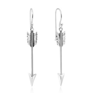 aeravida minimalist hunter's arrow .925 sterling silver dangle earrings