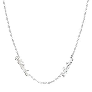 ouslier personalized 925 sterling silver two name necklace pendant custom made with 2 names (silver)