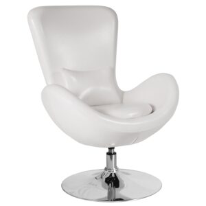 flash furniture egg series white leathersoft side reception chair